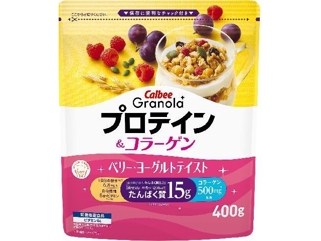カルビー グラノーラ+プロテイン&コラ 400g【10/31 新商品】 | 商品紹介 | お菓子・駄菓子の仕入れや激安ネット通販なら菓子卸問屋タジマヤ